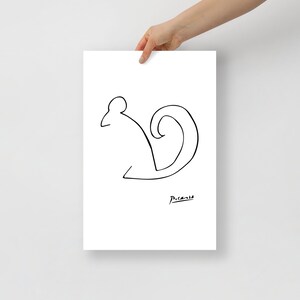 Picasso Squirrel Line Art Print: Minimalist Black and White Wall Decor ...
