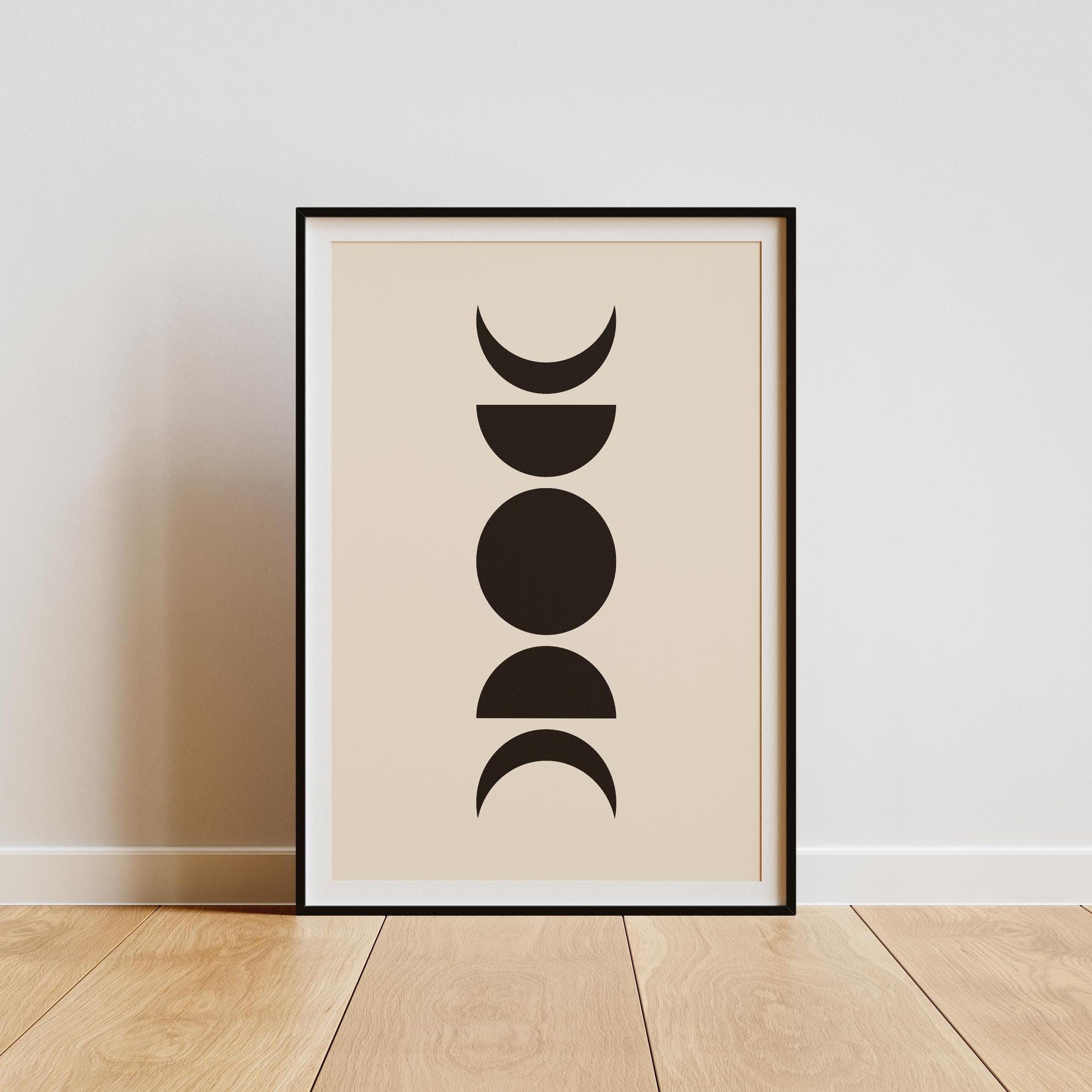 Moon Phase Poster, Mid-century Modern Wall Art, Boho Art Print, Black ...