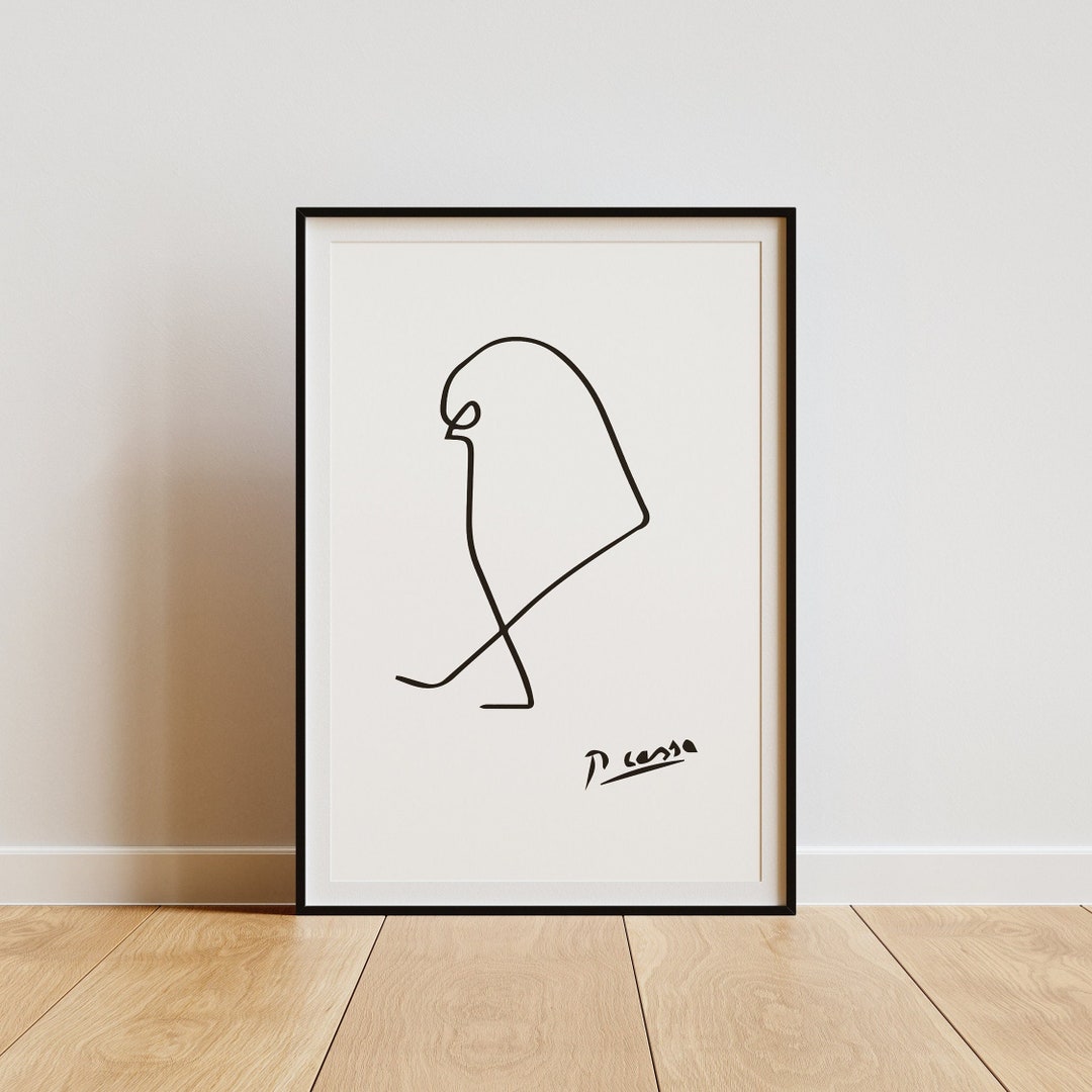 Picasso Bird Line Art Illustration Poster - Minimalist Bird Lover Gift ...