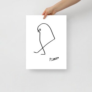 Picasso Bird Line Art Illustration Poster - Minimalist Bird Lover Gift ...