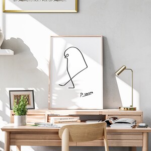 Picasso Bird Line Art Illustration Poster - Minimalist Bird Lover Gift ...