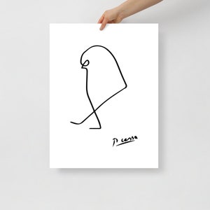 Picasso Bird Line Art Illustration Poster - Minimalist Bird Lover Gift ...