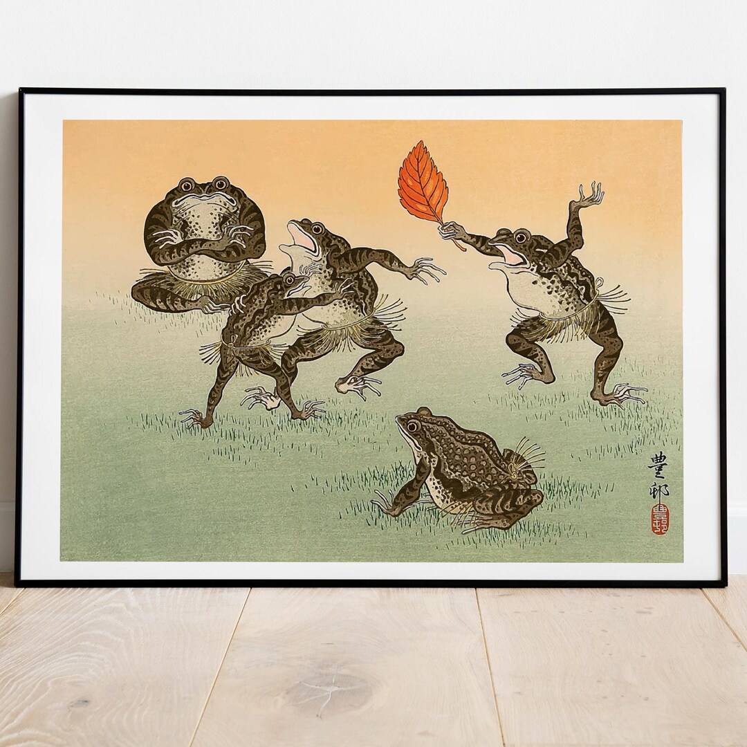 Sumo Frogs Japanese Woodblock Print by Ohara Koson - Etsy