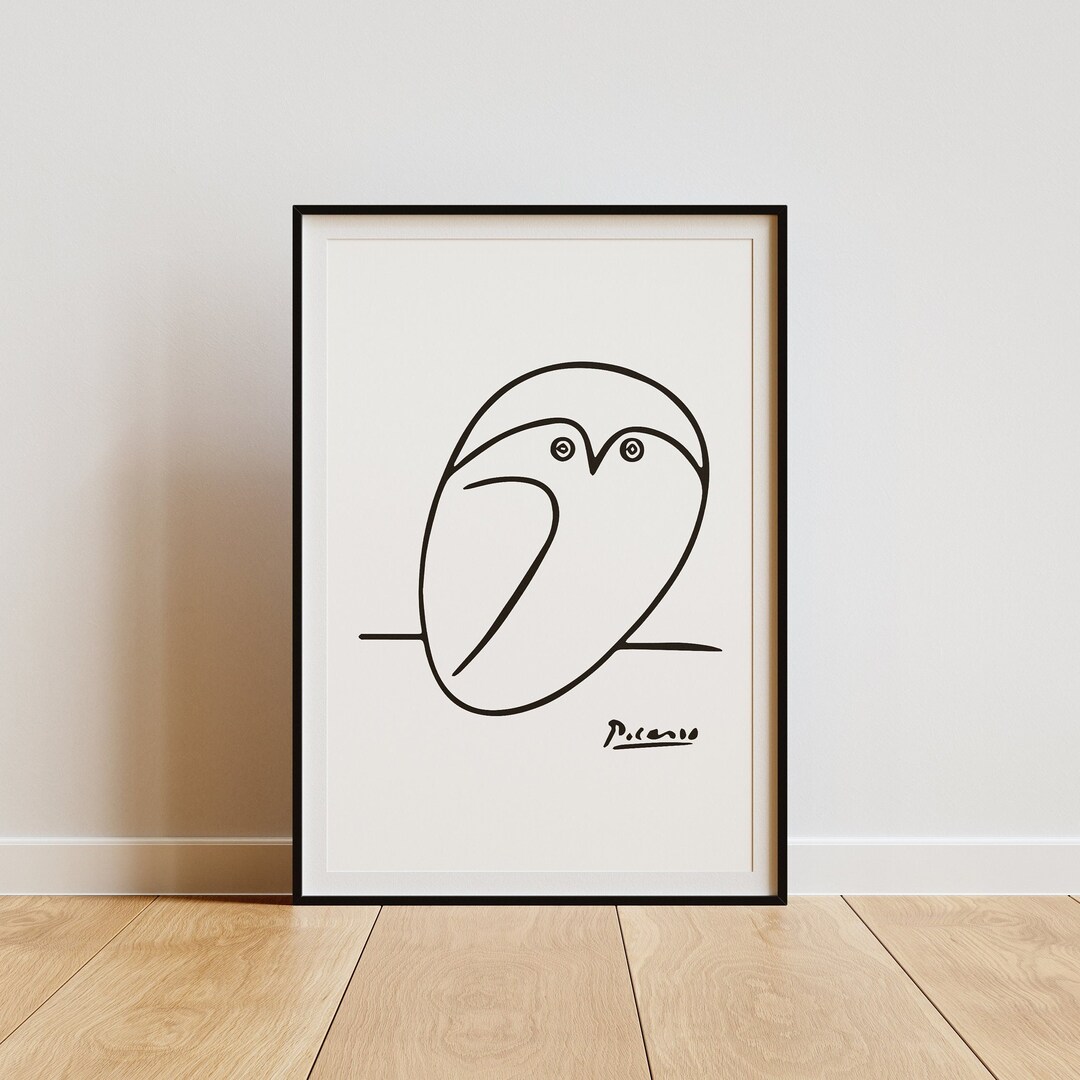 Picasso Owl Line Art Illustration Poster - Minimalist Bird Lover Gift ...