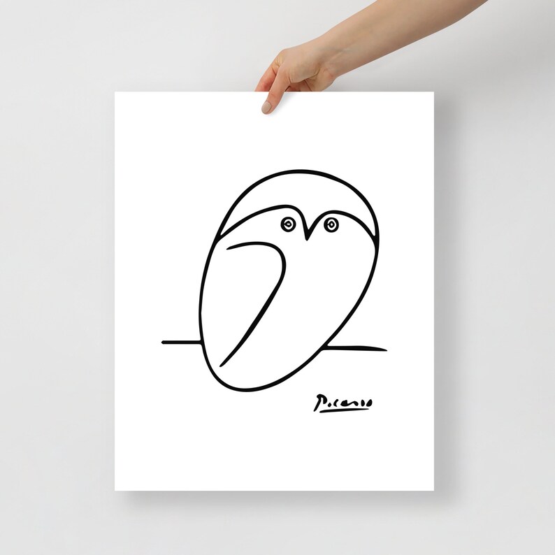 Picasso Owl Line Art Illustration Poster - Minimalist Bird Lover Gift ...