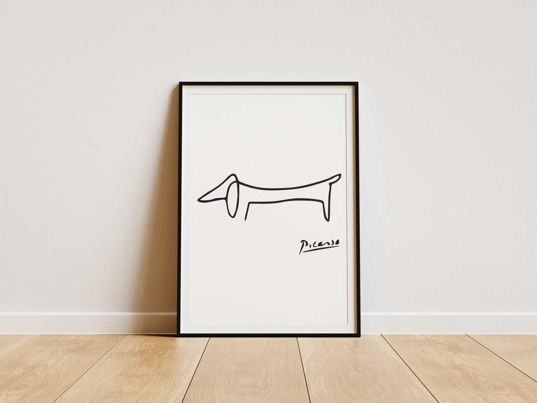 Picasso Dog Line Art Illustration Poster - Minimalist Animal Lover Gift ...