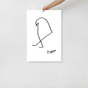 Picasso Bird Line Art Illustration Poster - Minimalist Bird Lover Gift ...