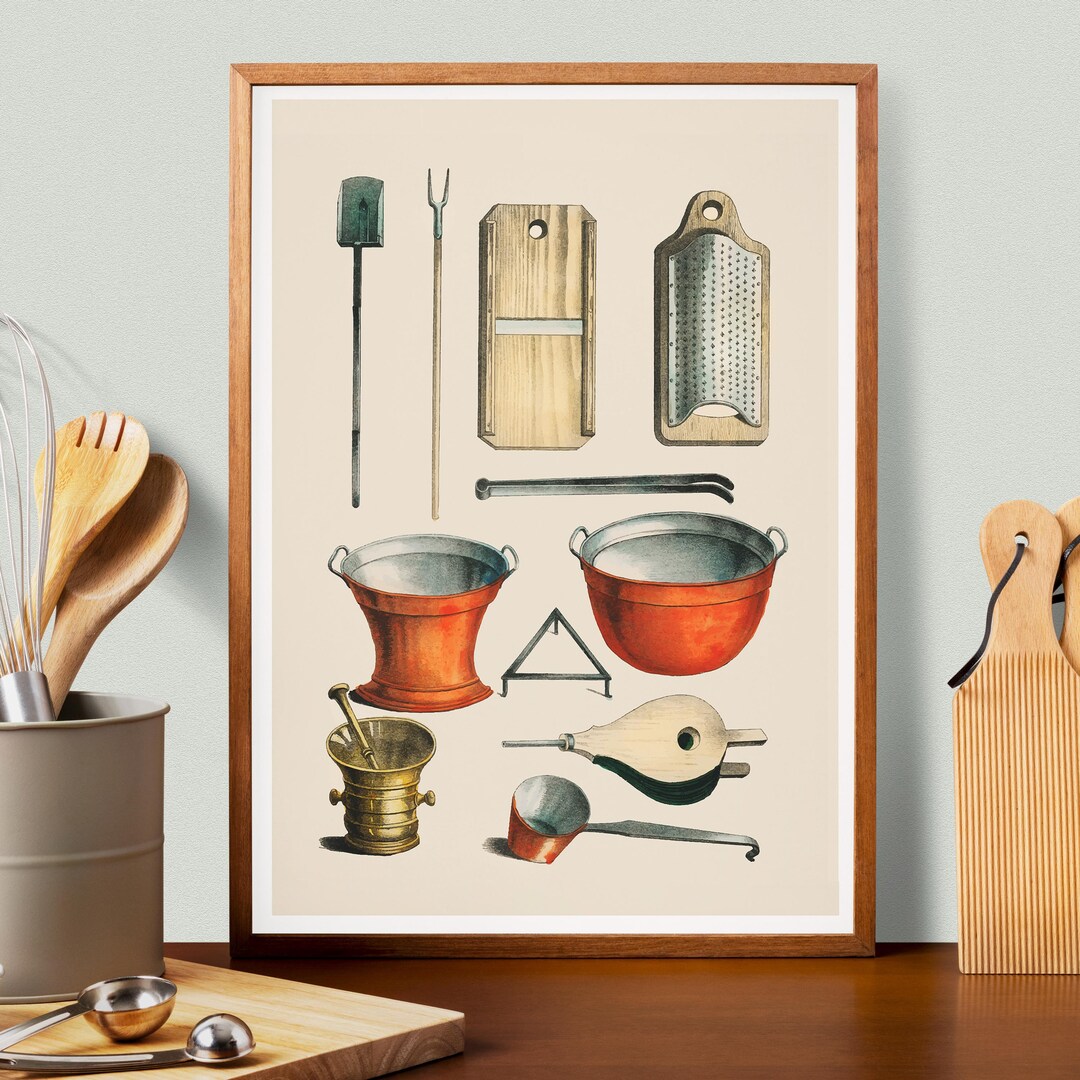 Kitchen Utensils Chart Poster: Vintage Kitchen Decor - Etsy