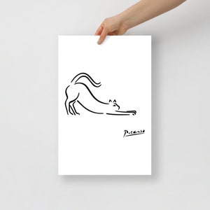 Picasso Cat Line Art Illustration Poster - Minimalist Animal Lover Gift ...