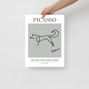 Picasso Fox Line Art Exhibition Print - Minimalist Fox Illustration ...