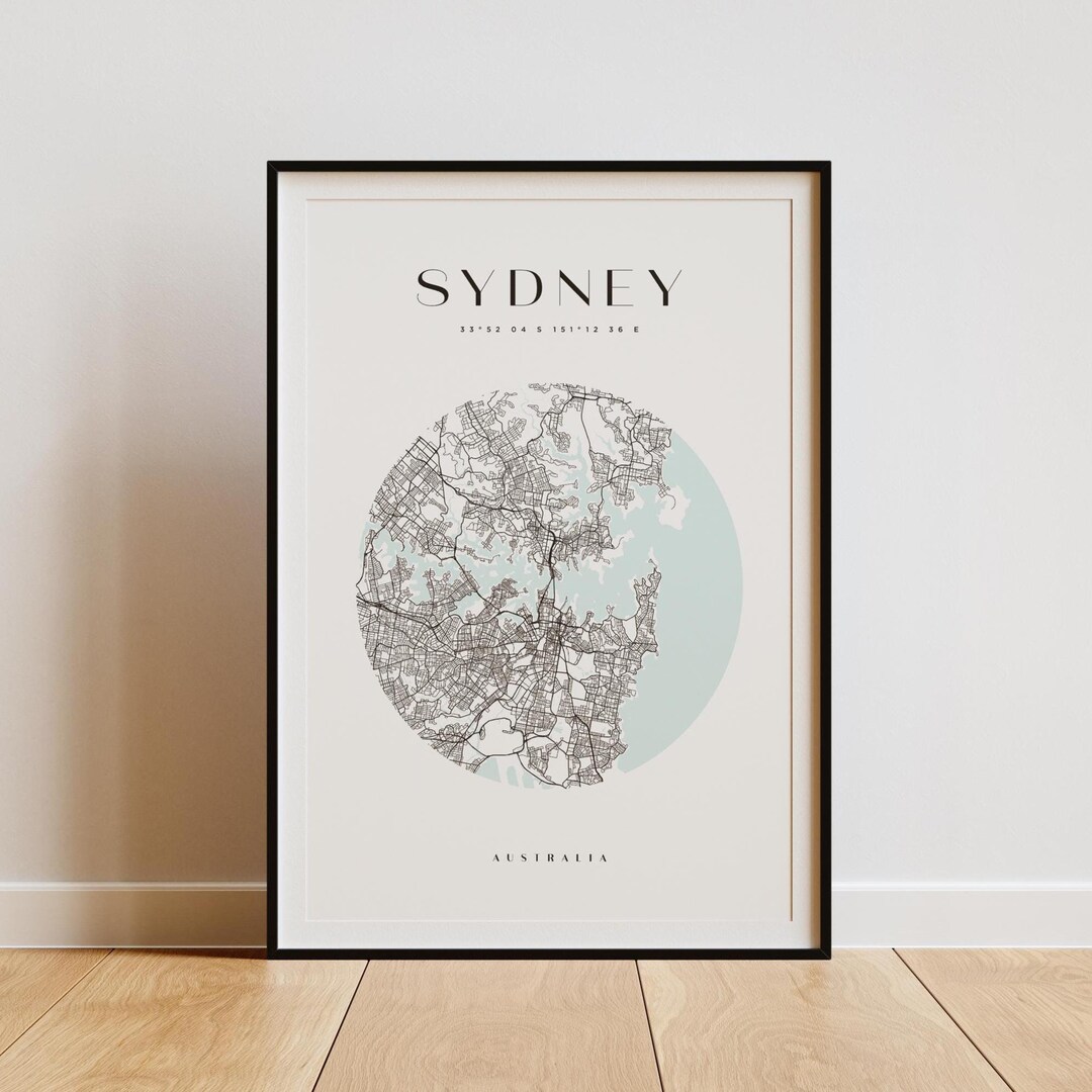 Sydney Circle Map Art Print, Capital City Poster, Travel Lover Print - Etsy