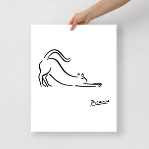 Picasso Cat Line Art Illustration Poster - Minimalist Animal Lover Gift ...