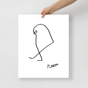 Picasso Bird Line Art Illustration Poster - Minimalist Bird Lover Gift ...
