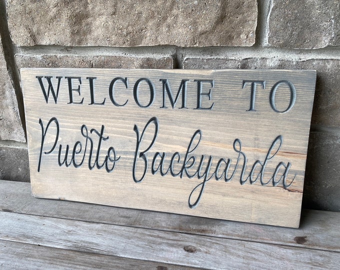 Puerto Backyarda Sign Funny Beach Sign Beachy Sign - Etsy Canada
