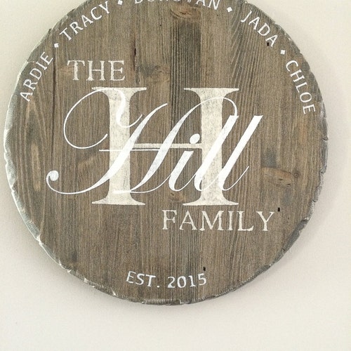 Round Family Name Wood Sign Monogram / Custom / Personalized - Etsy