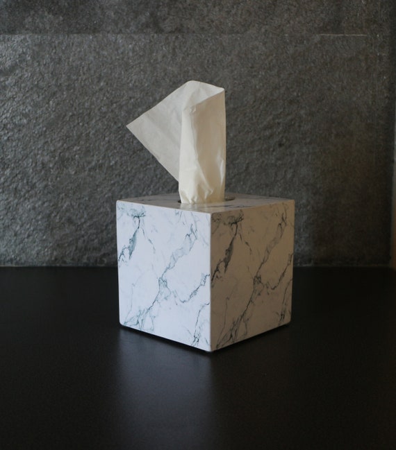 White marble table decor Tissue box Marble Bath decor Tissue | Etsy