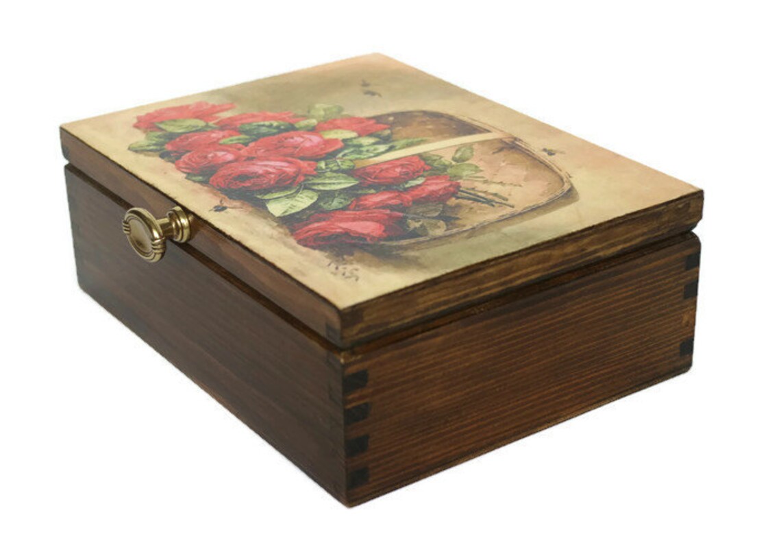 Tea Box Jewelry Box Roses Storage Box Keepsake Memory Box - Etsy