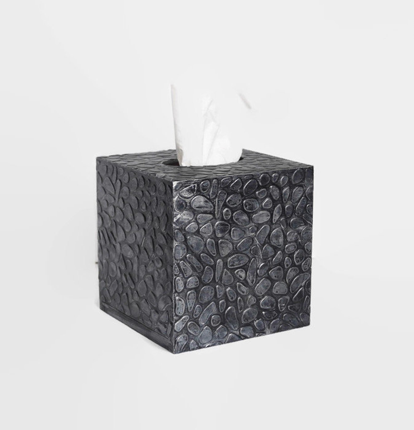 Tissue Box Cover Stones Tissue Box Silver Stones Wooden Tissue - Etsy