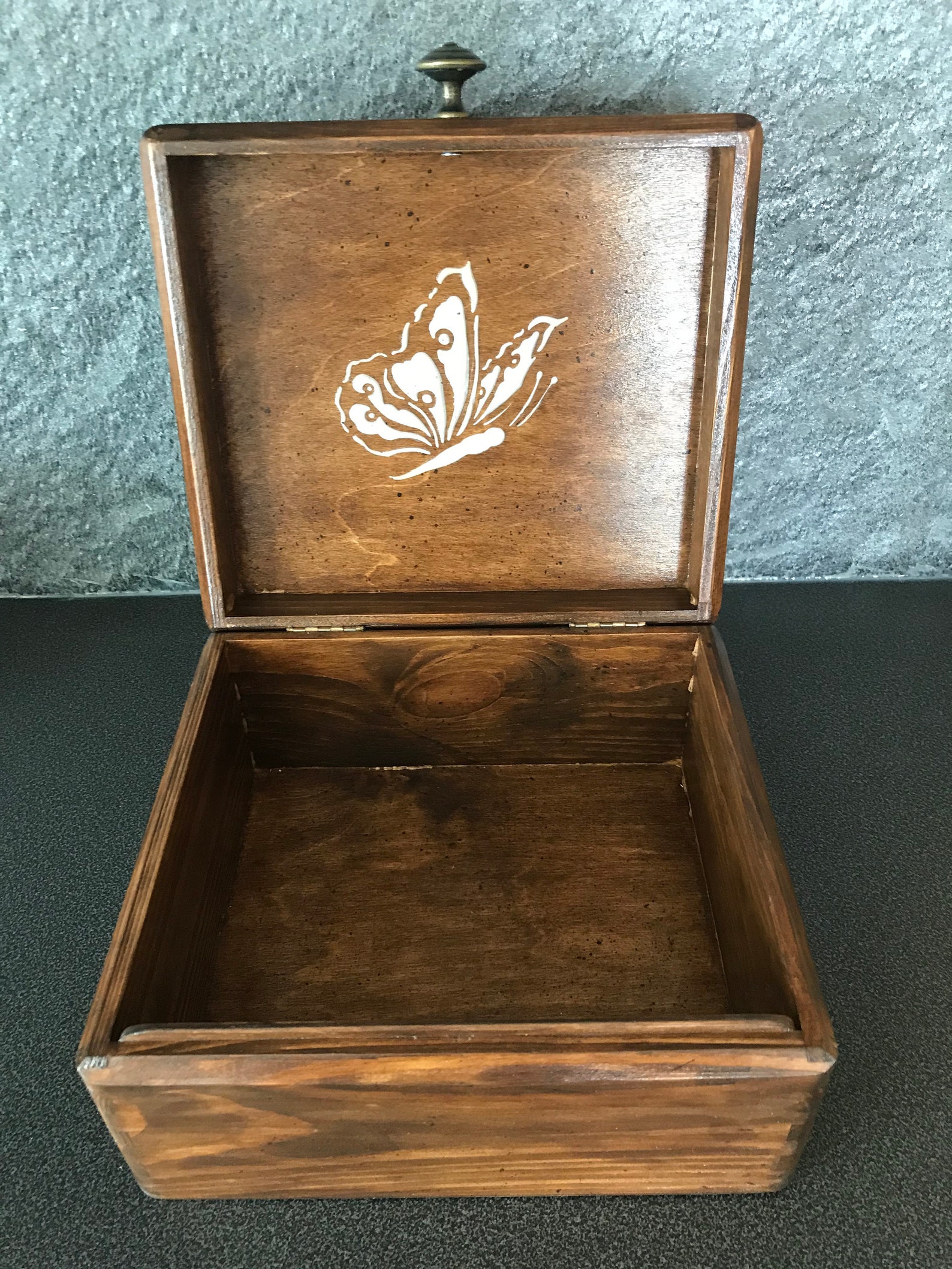 Butterfly Box Jewelry Wooden Box Blue Butterfly Treasure Box Butterfly ...