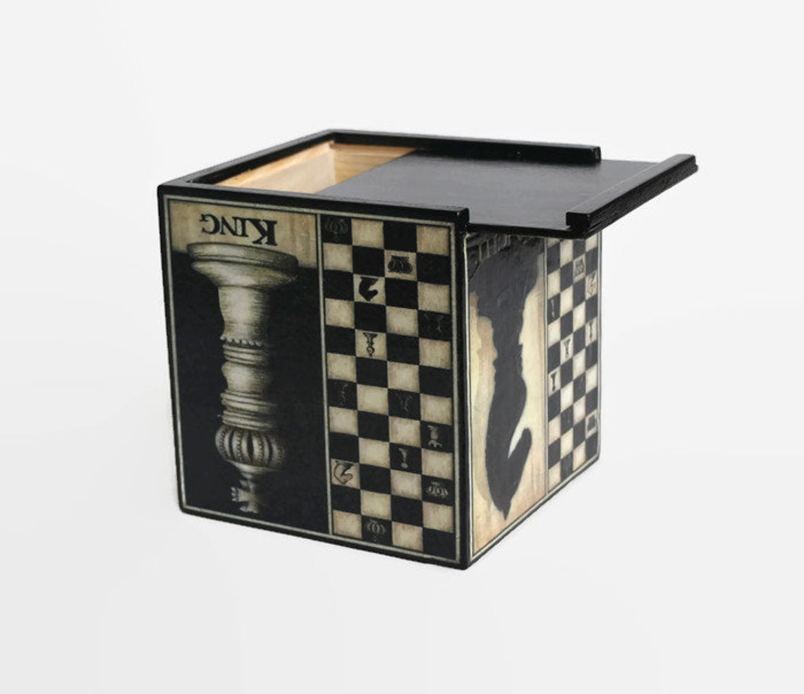 Chess Board Tissue Box Cover Chess Gift Square Tissue Box Wood Tissue ...