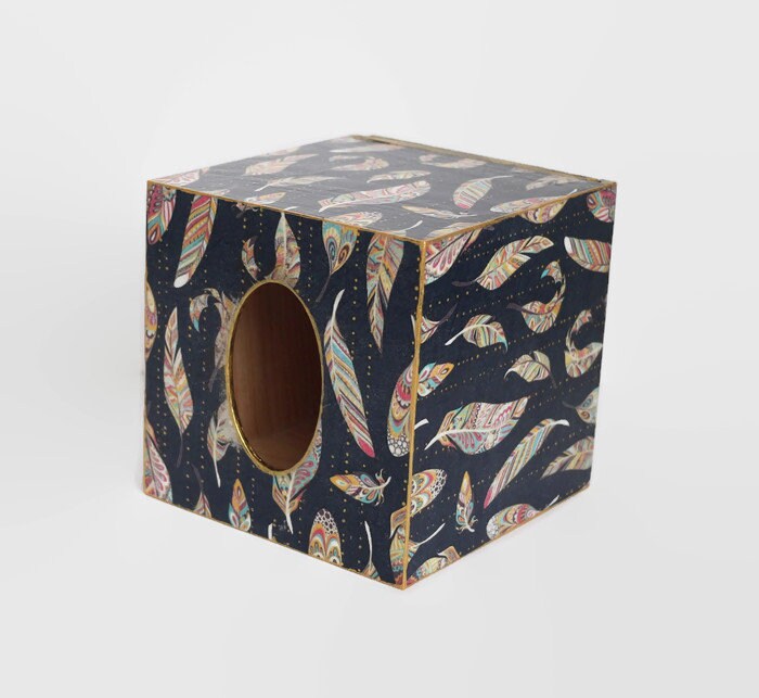 Tissue Box Cover Feathers Square Tissue Box Feathers Decor | Etsy