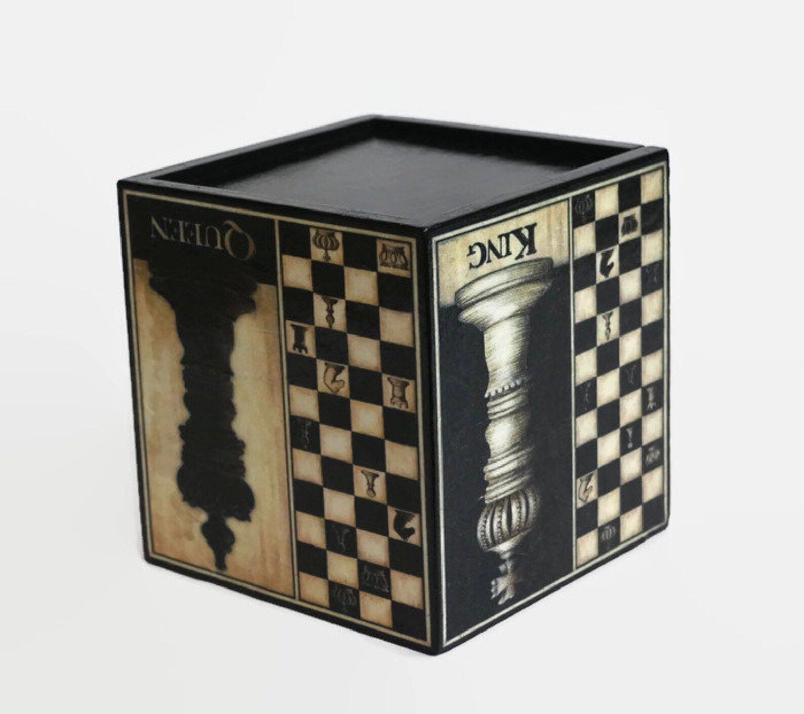 Chess Board Tissue Box Cover Chess Gift Square Tissue Box Wood Tissue ...