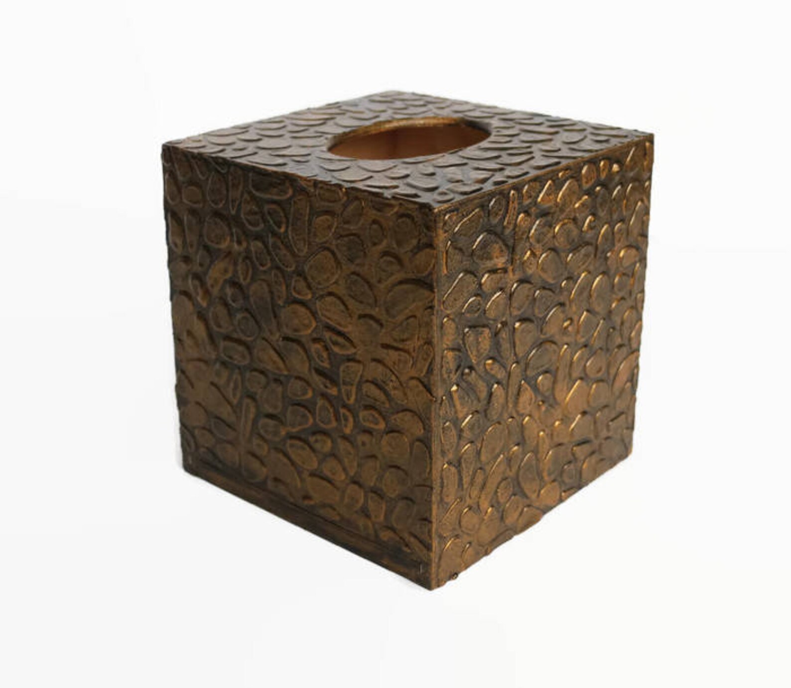 Stones Tissue Box Gold Stones Decor Bath Accessories Square | Etsy