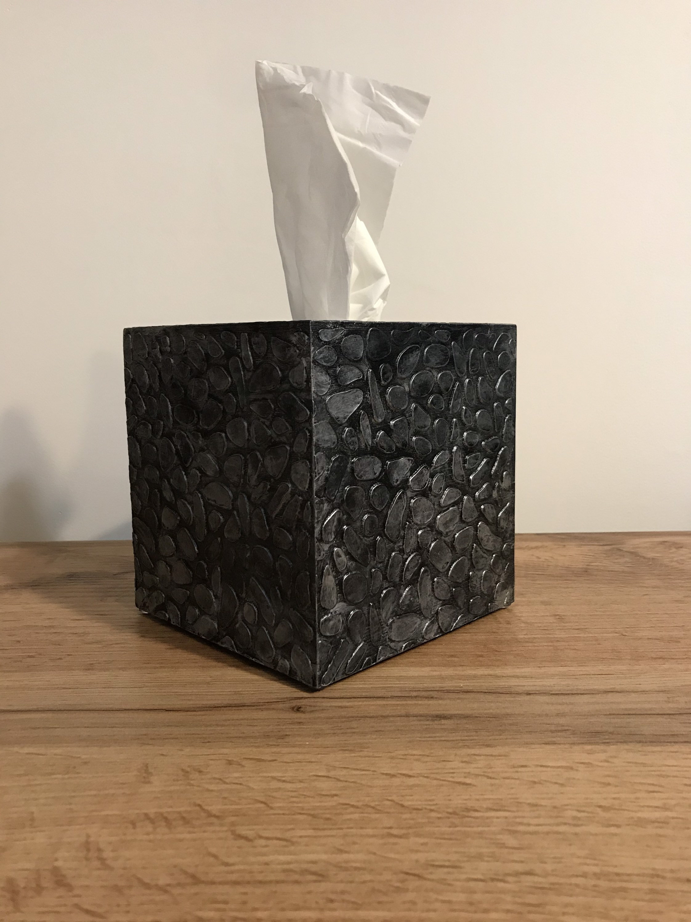 Tissue Box Cover Stones Tissue Box Silver Stones Wooden Tissue Holder ...