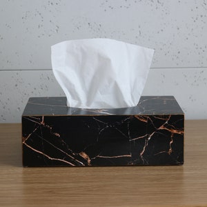 Black Marble Table Decor Tissue Box Cover Effect Marble Bedroom Decor ...