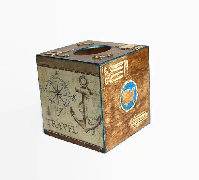 Tissue box cover Travel theme Traveler gift Square tissue box | Etsy