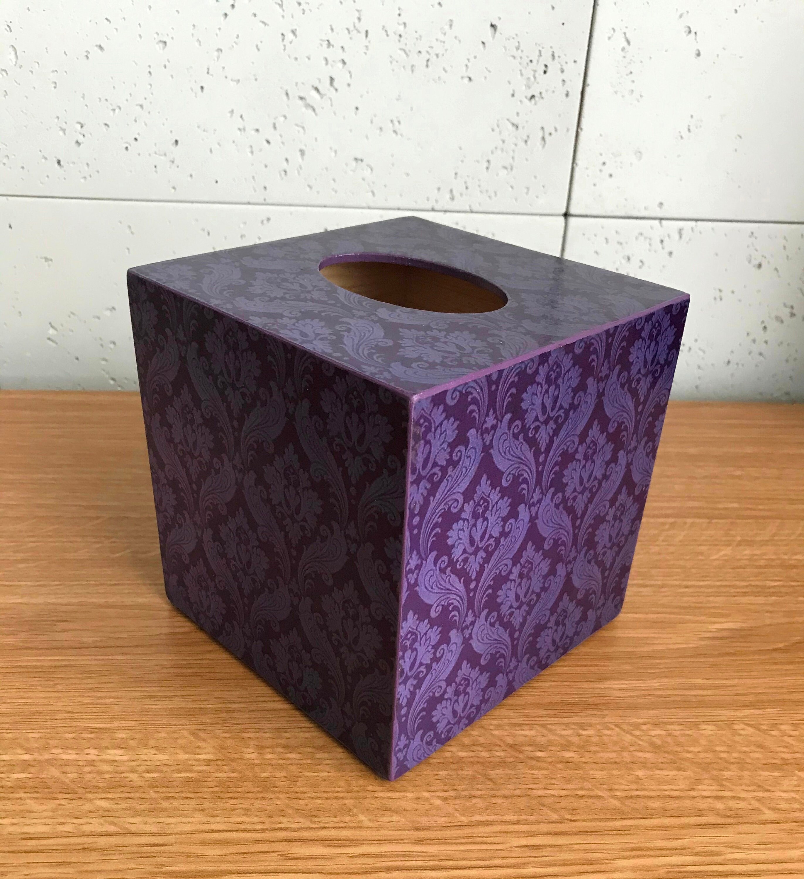 Damask Decor Purple Tissue Box Cover Square Moroccan Seamless - Etsy