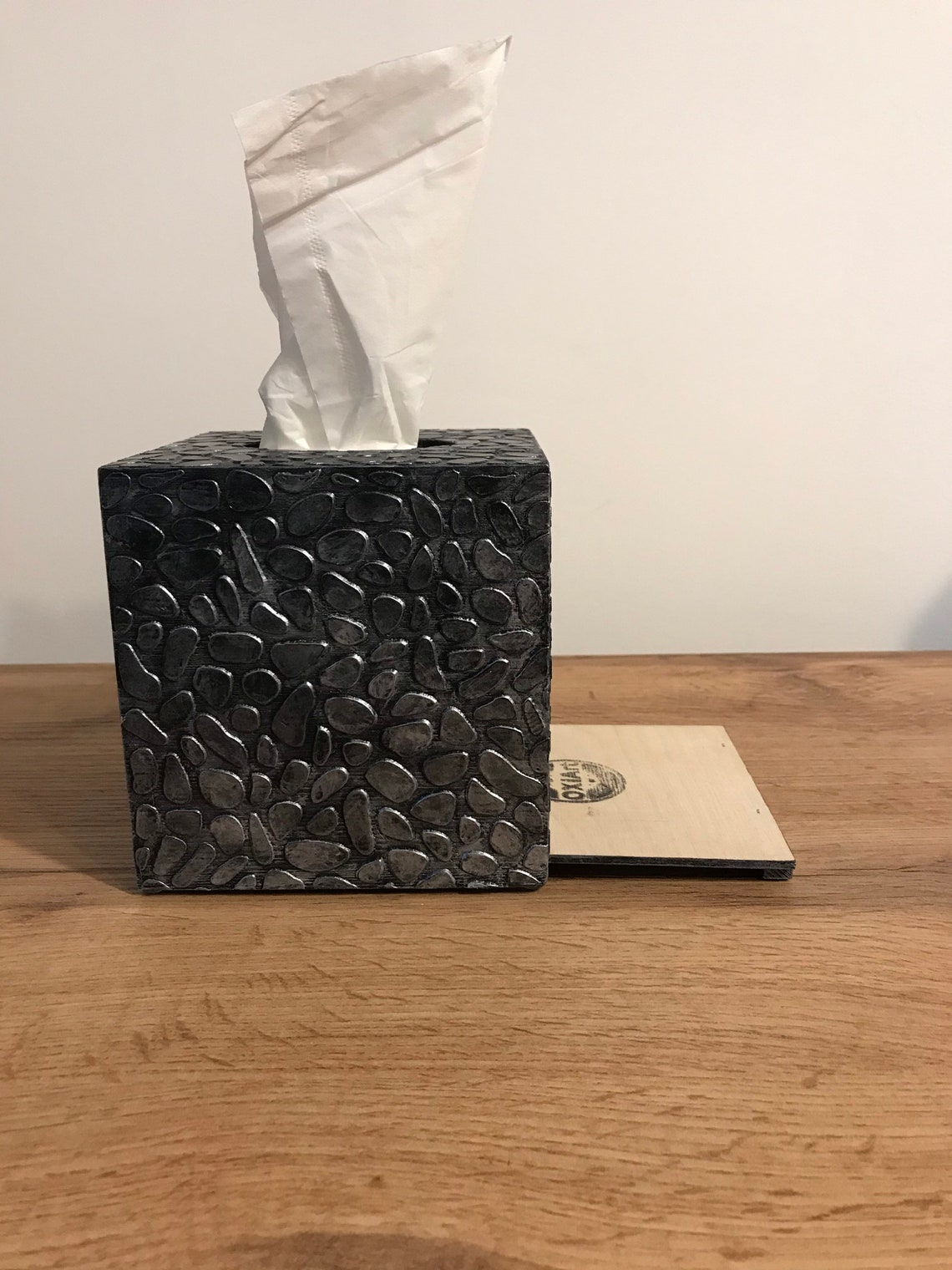 Tissue Box Cover Stones Tissue Box Silver Stones Wooden Tissue Holder ...