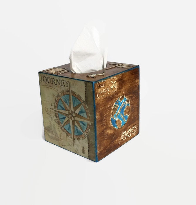 Tissue box cover Travel theme Traveler gift Square tissue box | Etsy