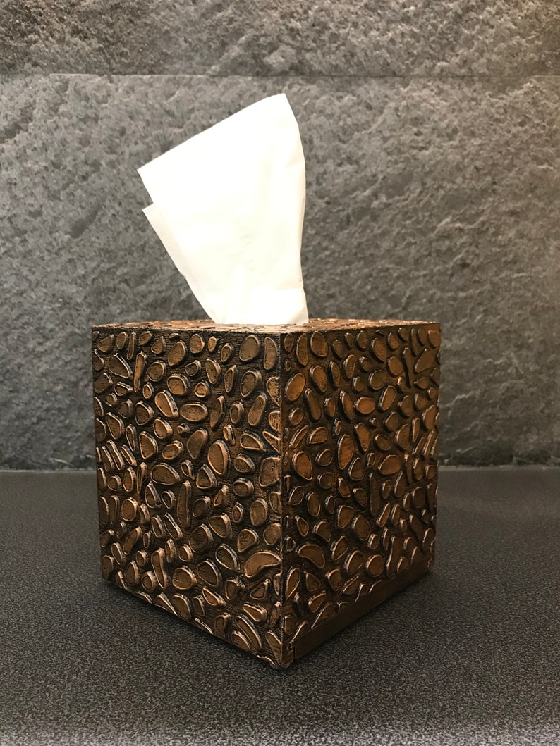 Stones Tissue Box Bronze Stones Decor Bath Accessories Intustrial Decor ...