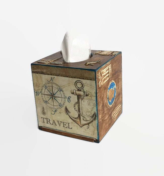 Tissue Box Cover Travel Theme Traveler Gift Square Tissue Box Tourist ...