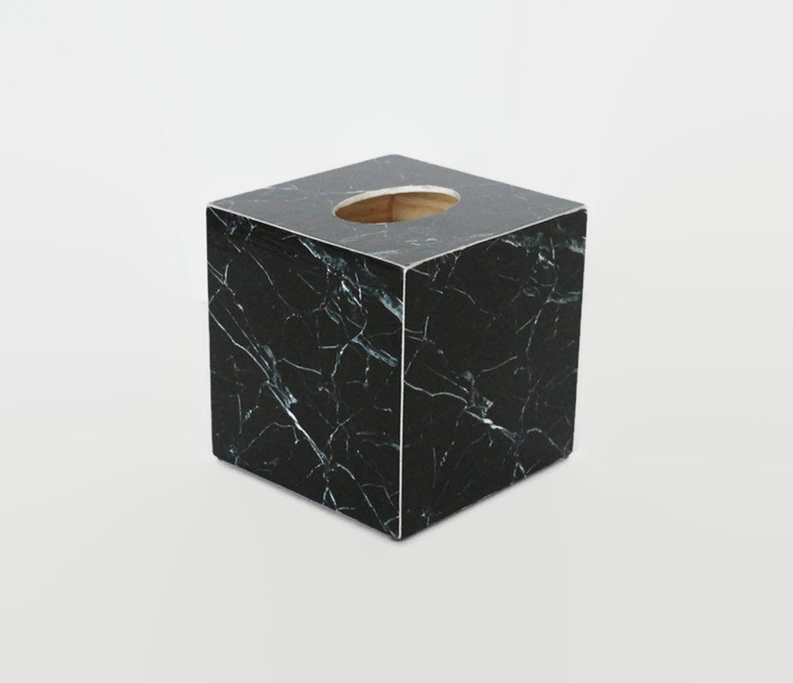 Tissue Box Cover Black Marble Napkin Holder Square Tissue Box - Etsy