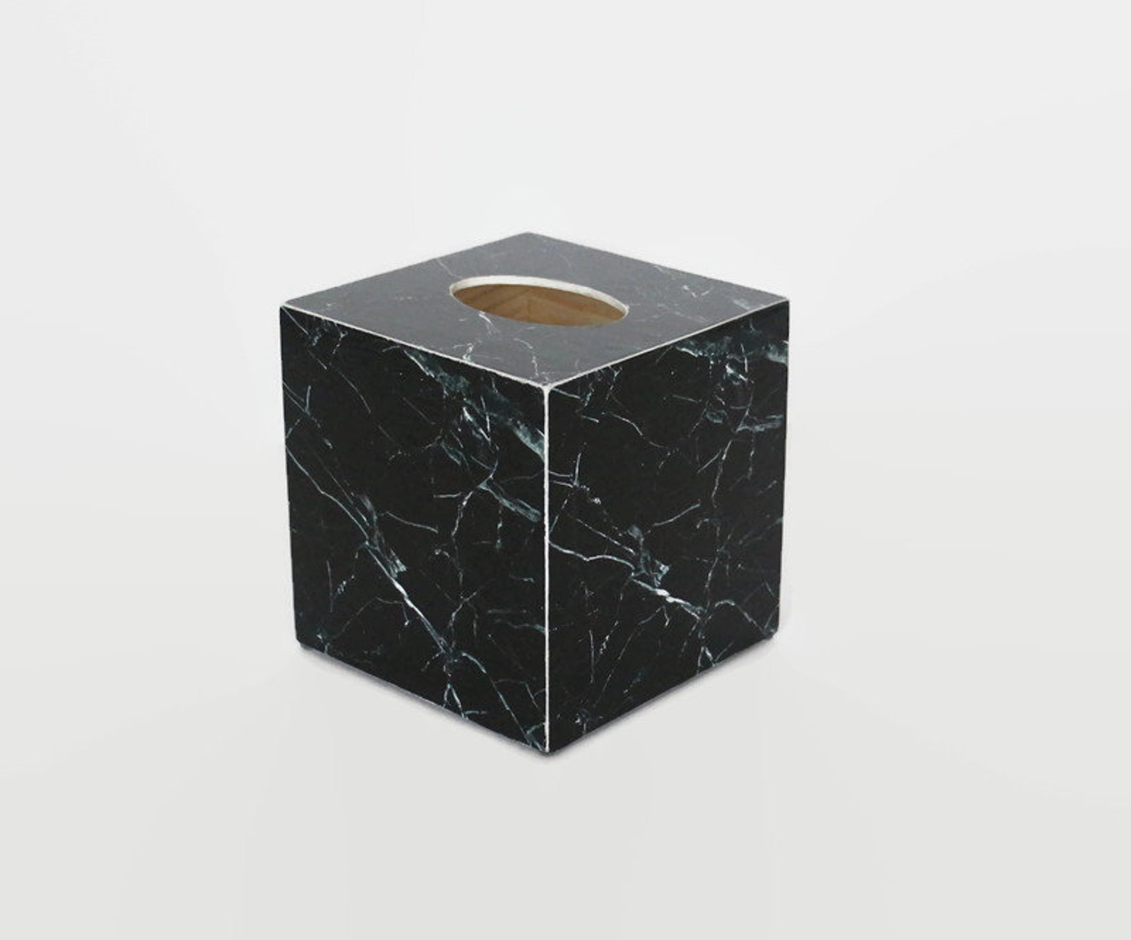 Tissue Box Cover Black Marble Napkin Holder Square Tissue Box | Etsy