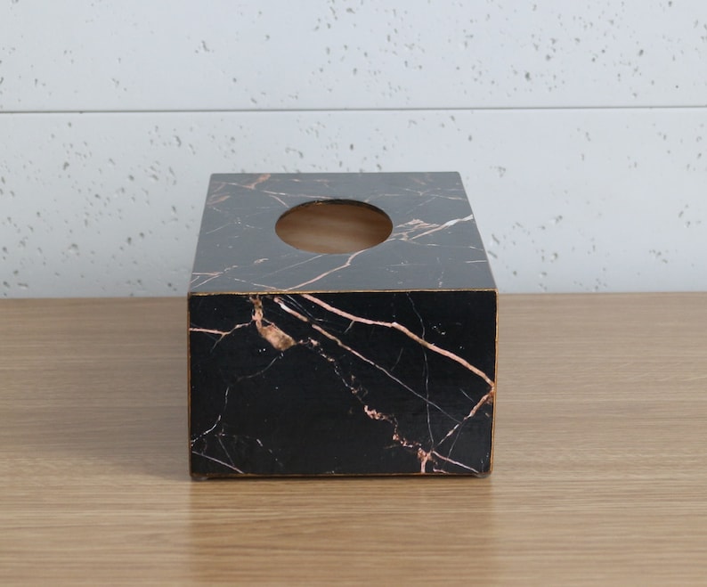 Black Marble Table Decor Tissue Box Cover Effect Marble Bedroom Decor ...