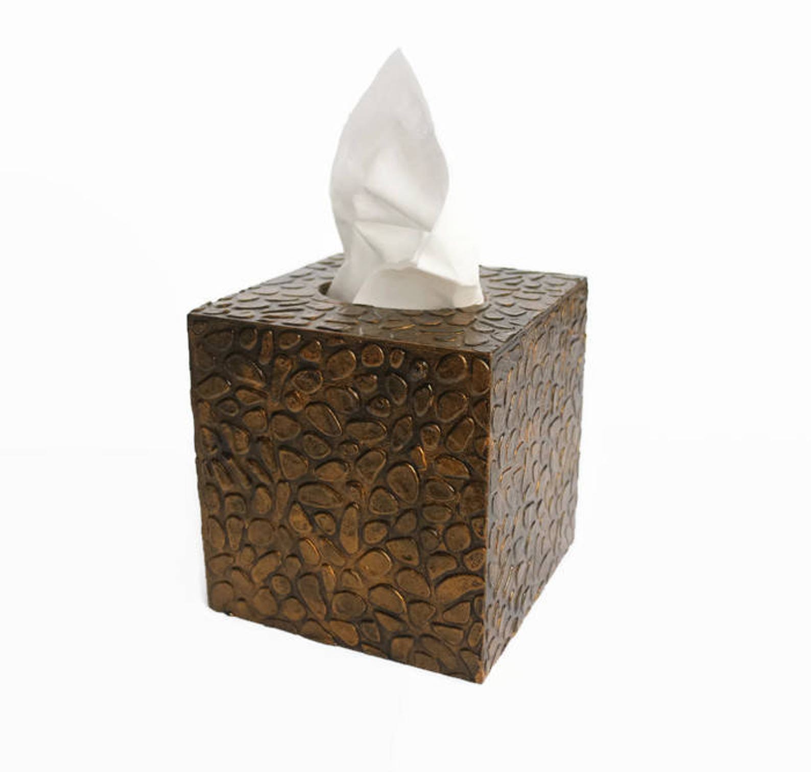 Stones Tissue Box Gold Stones Decor Bath Accessories Square | Etsy