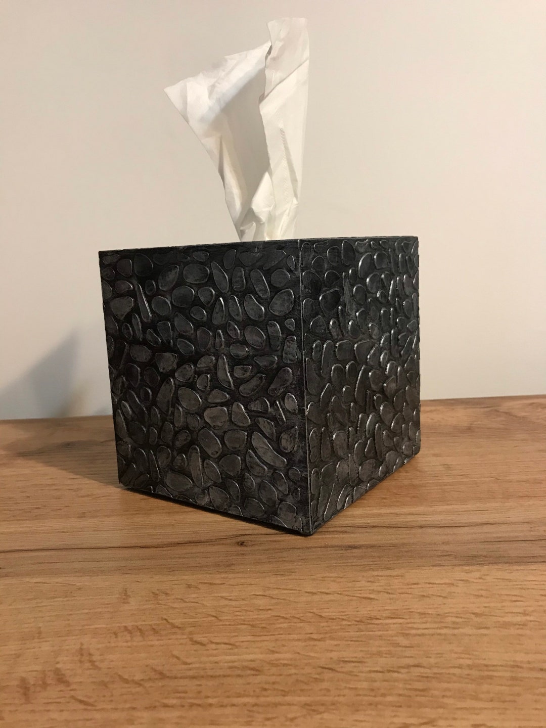 Tissue Box Cover Stones Tissue Box Silver Stones Wooden Tissue Holder ...
