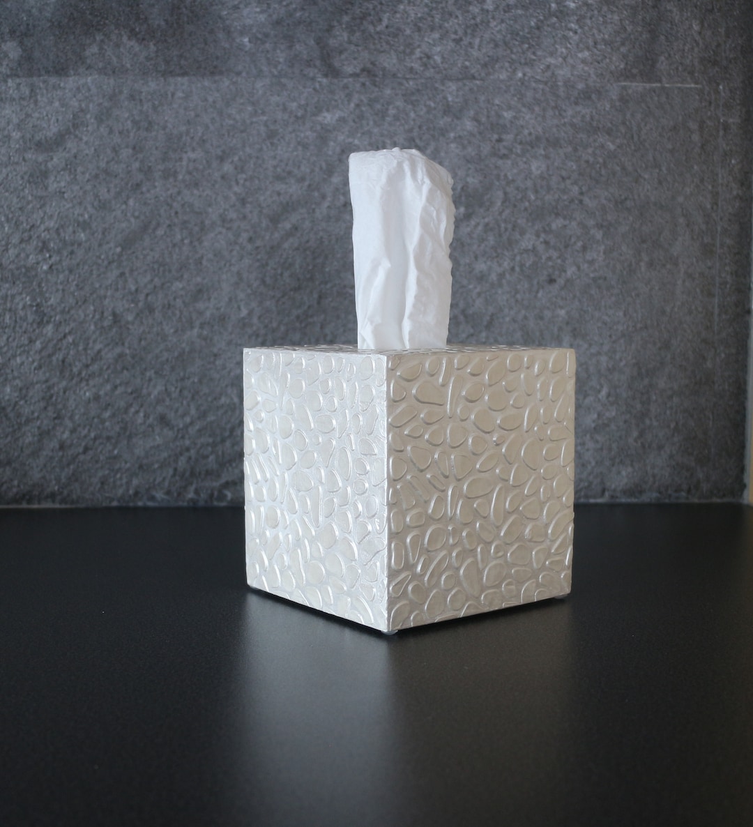 Stones Tissue Box Tissue Box Cover White Stones Wooden Tissue Holder ...