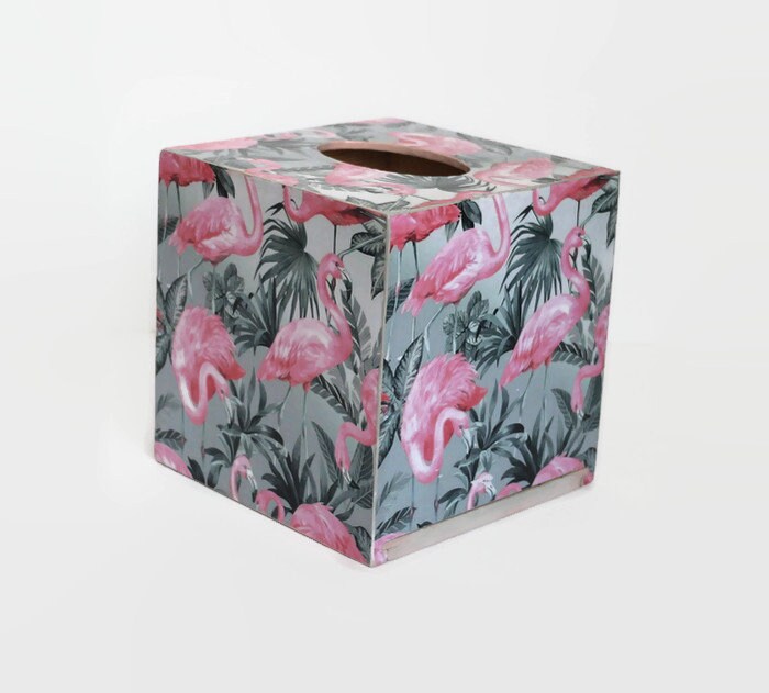 Flamingo home decor Tissue box cover Flamingo Summer table | Etsy