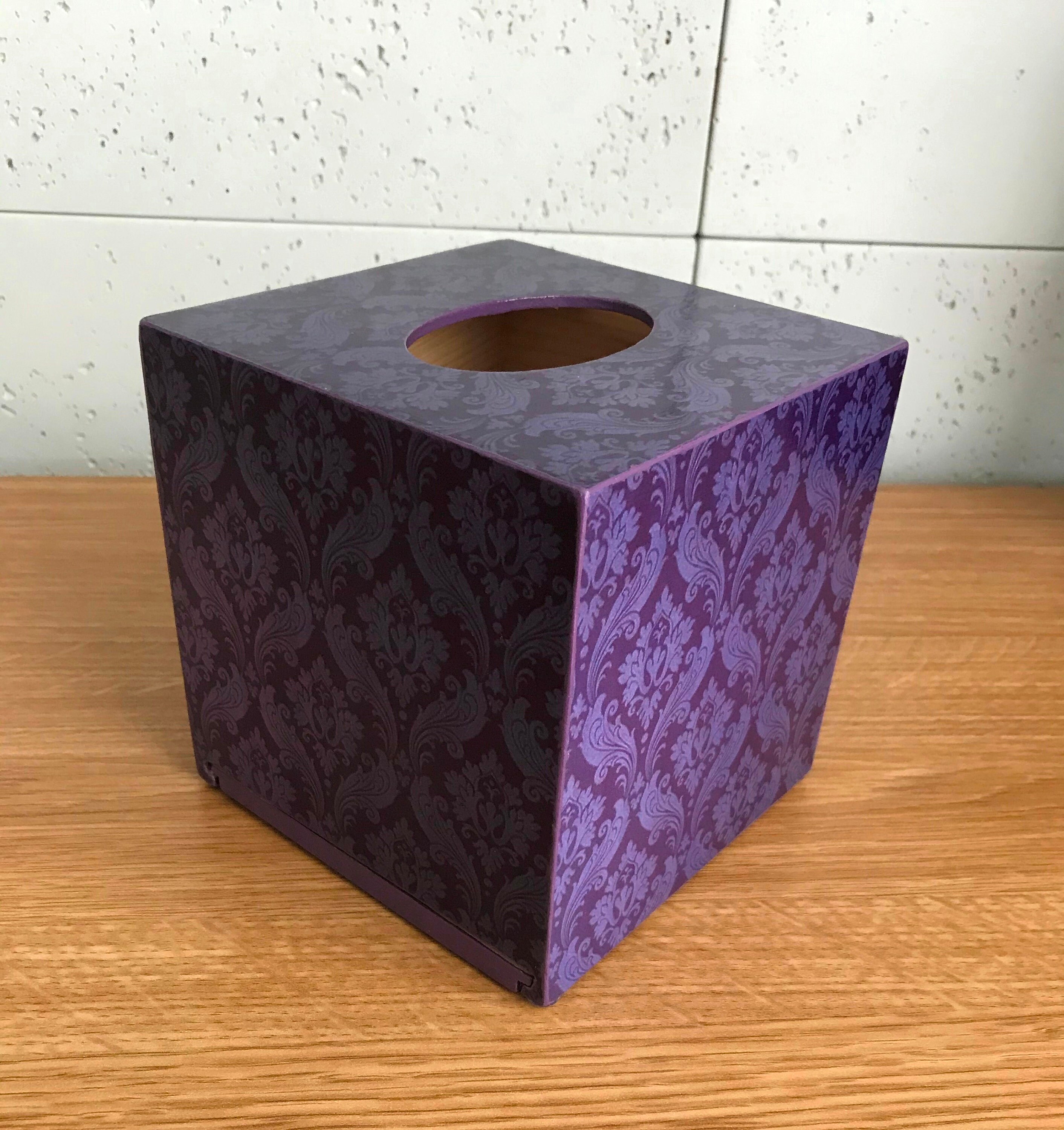 Damask Decor Purple Tissue Box Cover Square Moroccan Seamless - Etsy