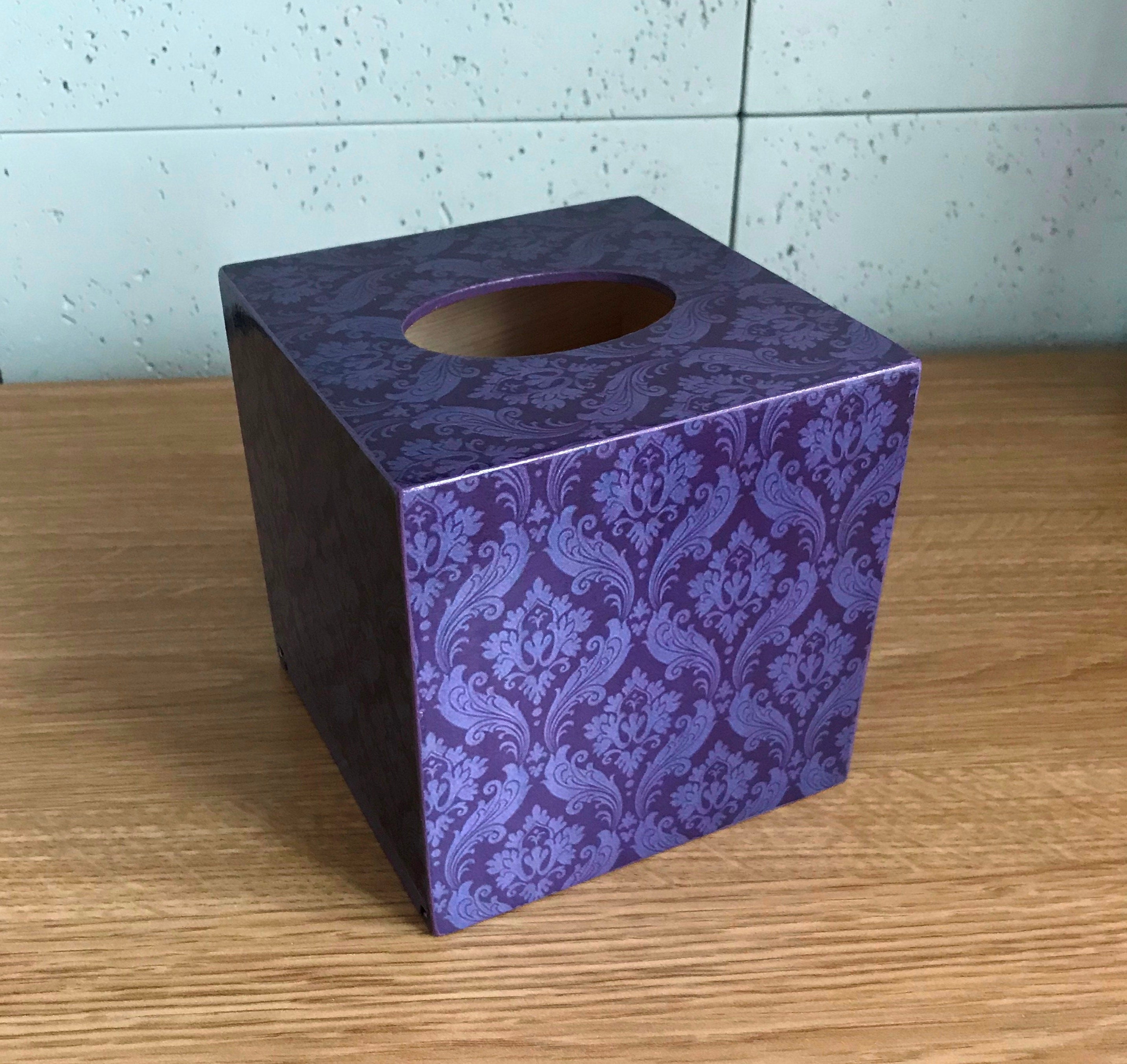 Damask Decor Purple Tissue Box Cover Square Moroccan Seamless - Etsy
