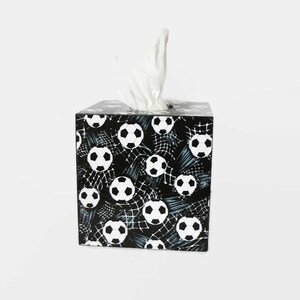 Sports Theme Decor Tissue Box Cover Football Soccer Football Black and ...