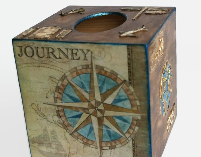 Tissue box cover Travel theme Traveler gift Square tissue box | Etsy