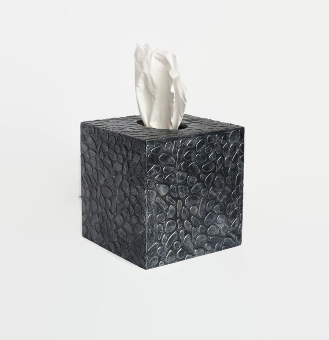 Tissue Box Cover Stones Tissue Box Silver Stones Wooden Tissue - Etsy