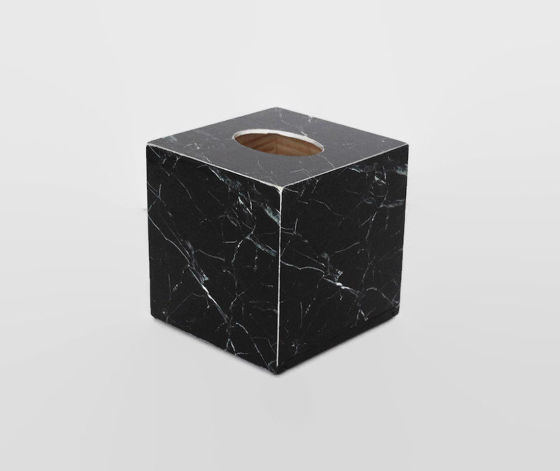 Tissue Box Cover Black Marble Napkin Holder Square Tissue Box | Etsy