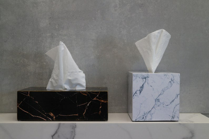 Black Marble Table Decor Tissue Box Cover Effect Marble - Etsy