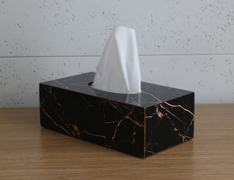 Black Marble Table Decor Tissue Box Cover Effect Marble Bedroom Decor ...